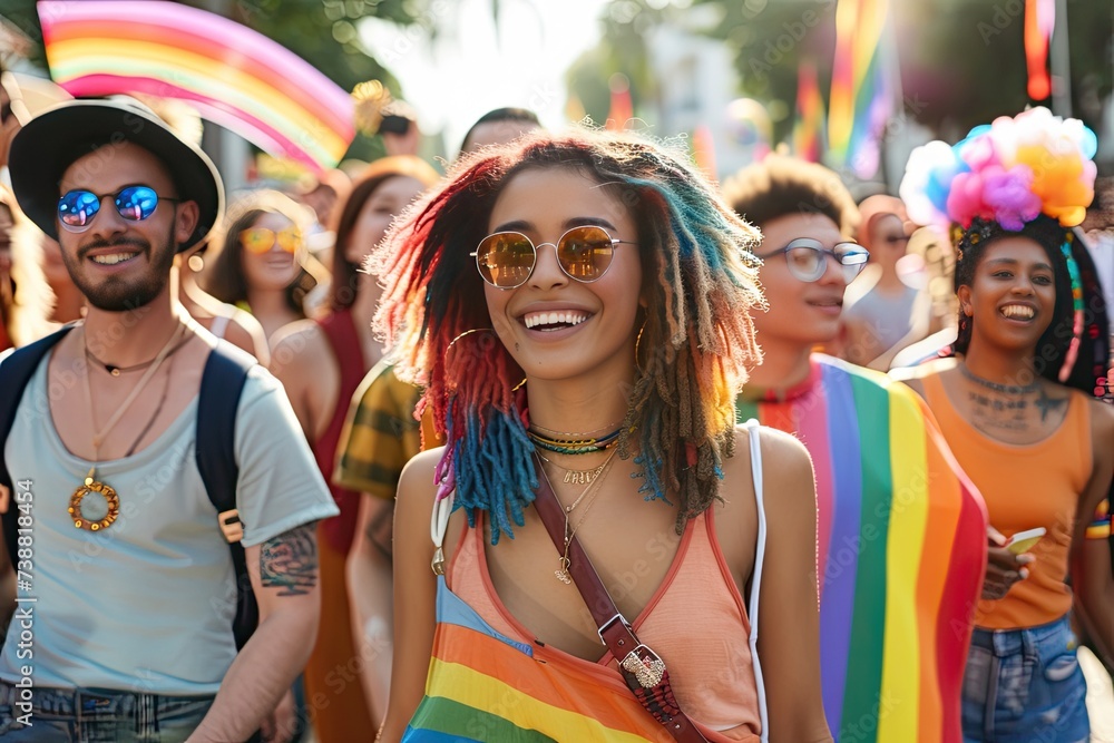 Vibrant urban scene reflecting diversity and inclusivity. Celebrating ...