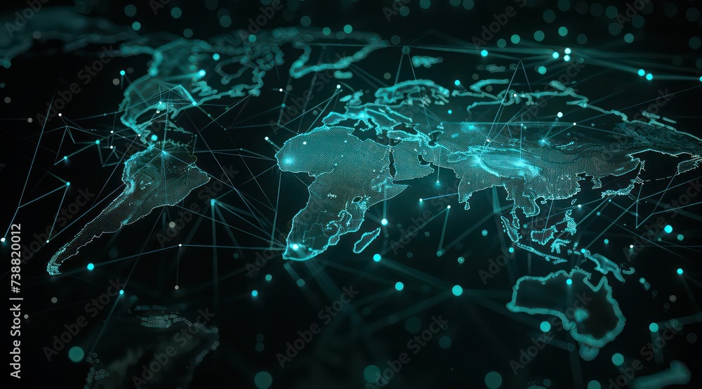 world map connected by wires, dark cyan and light black Stock ...