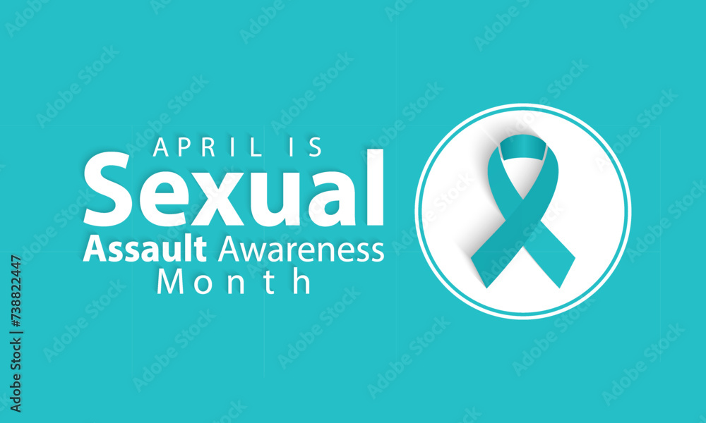 Sexual assault awareness month concept. Banner with teal ribbon Vector ...