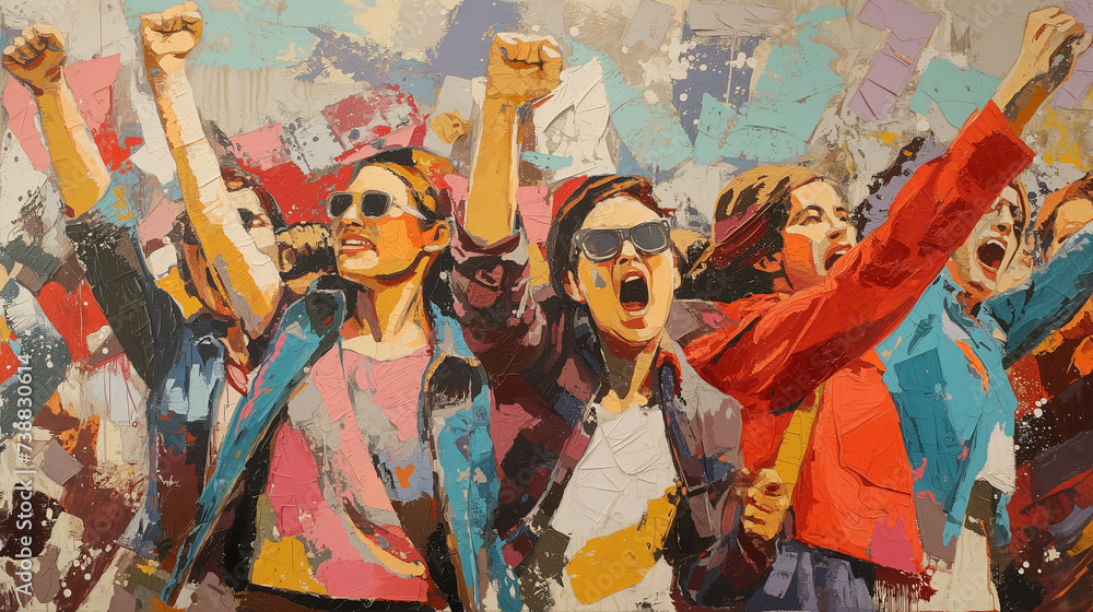 Women protest artistic illustration for International Women´s Day ...