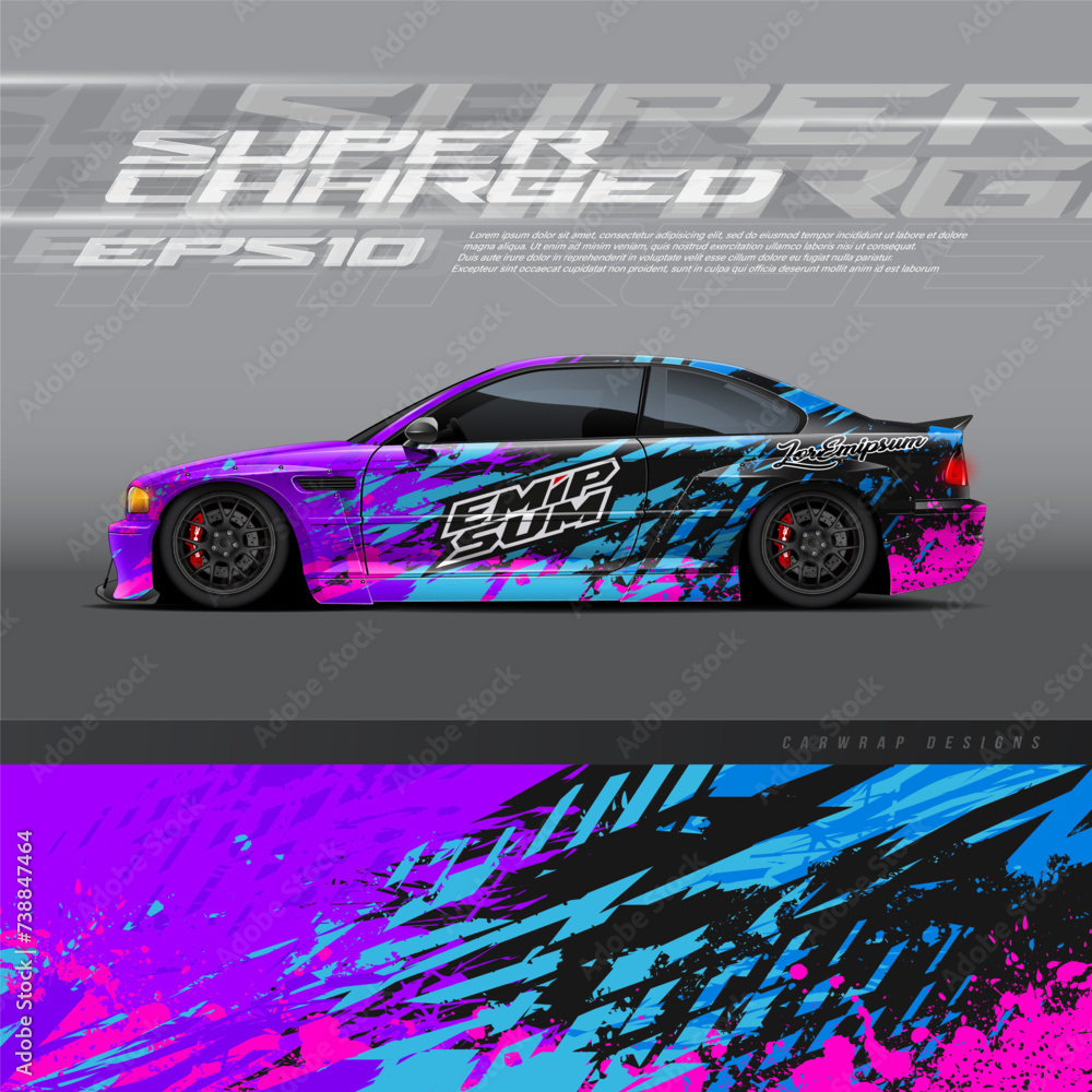 Racing car wrap design vector. Graphic abstract stripe racing ...