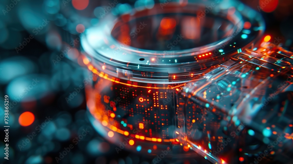 Close-up view of an abstract quantum computing processor with ...