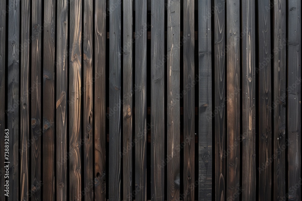 wall of wooden slats in the color of dark wood with a pattern of wall ...