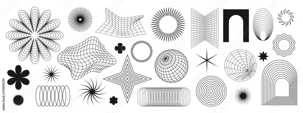 Universal elements surreal and retro futurism. Rave psychedelic set in ...