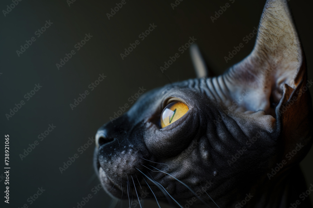 Bald Sphynx cat with wrinkled skin. Portrait of hairless pet Stock ...