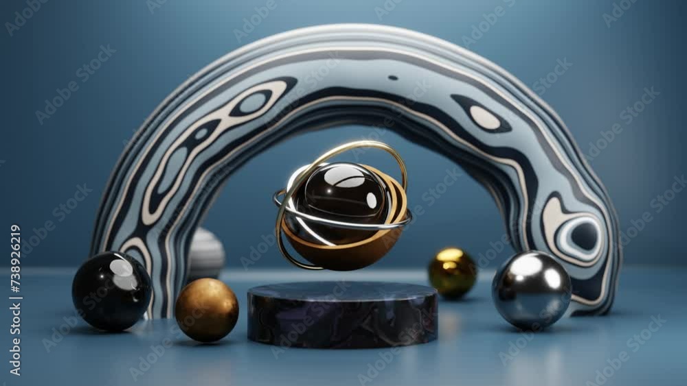 Cyclic abstract 3d animation. A set of abstract geometric shapes from ...