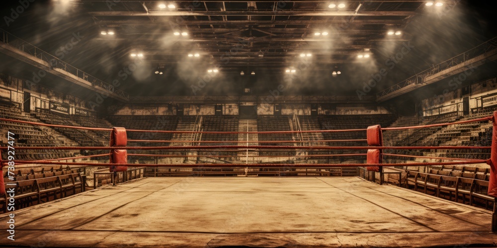 Vintage Boxing Ring in Classic Style - Old-Fashioned Arena for Sport ...