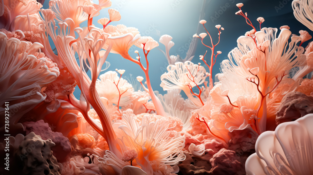 An abstract floral background featuring trendy peach hues, adding a ...