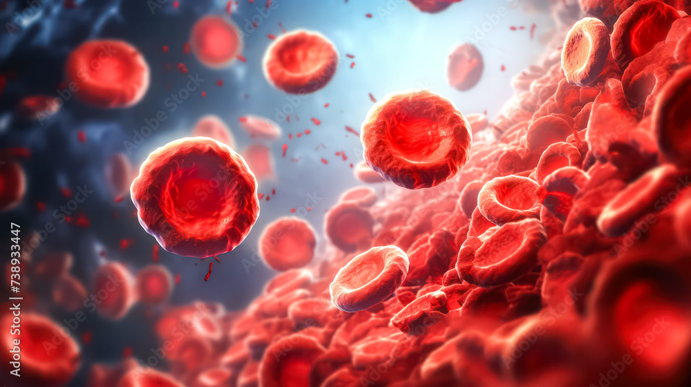 Red blood cells magnified under a microscope, illustrating vital ...