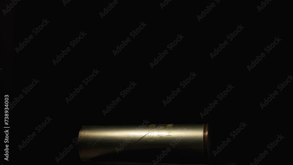 NATO artillery caliber artillery ammunition casing on rotation table ...