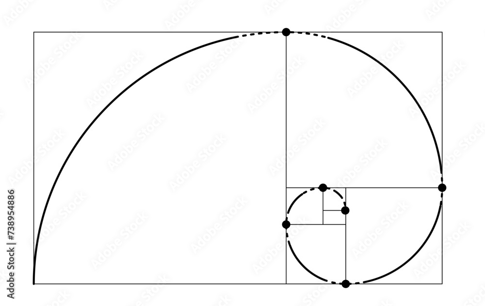 Golden ratio. Fibonacci ideal proportion sections, divinity and ...