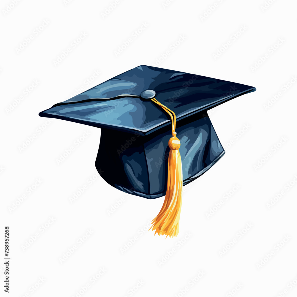Graduation hat in cartoon, doodle style. Image for t-shirt, web, mobile ...