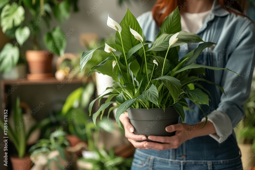 Spring Houseplant Care, Waking Up Indoor Plants for Spring. Female ...