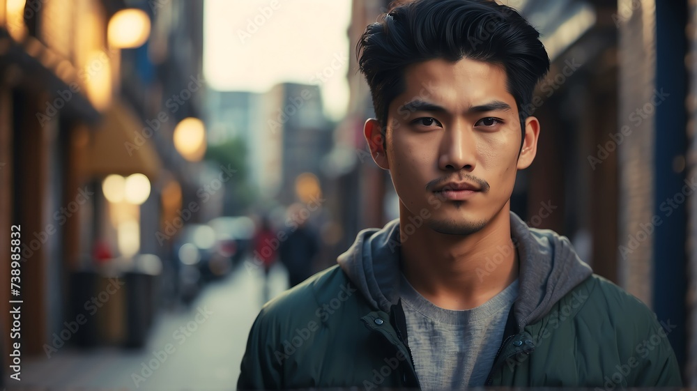 Handsome beautiful young asian guy looking like an idol in casual ...