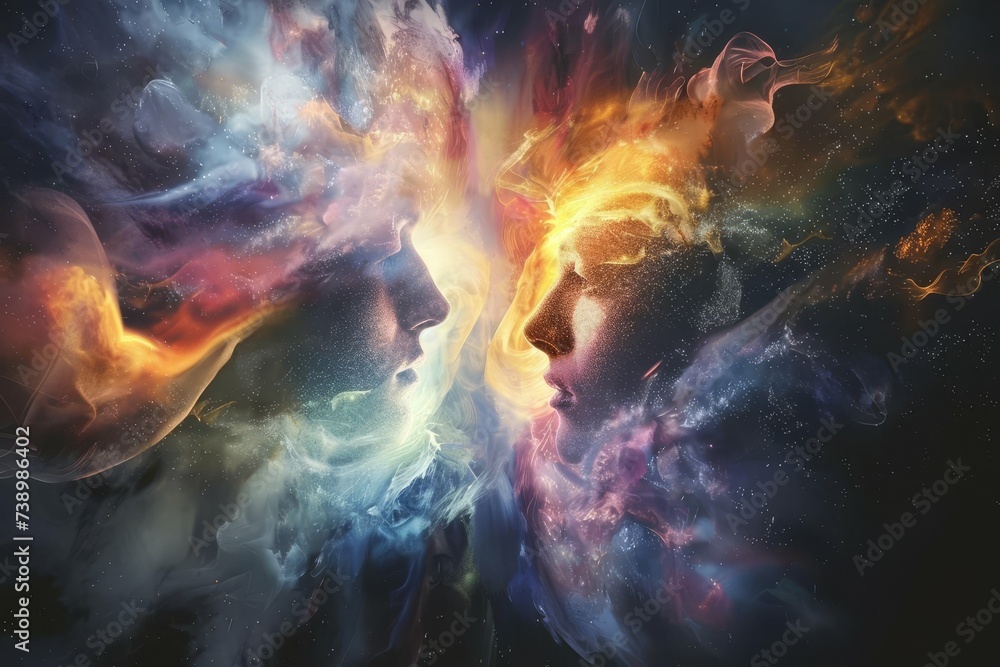 Abstract concept art of a collective consciousness Visualizing ...