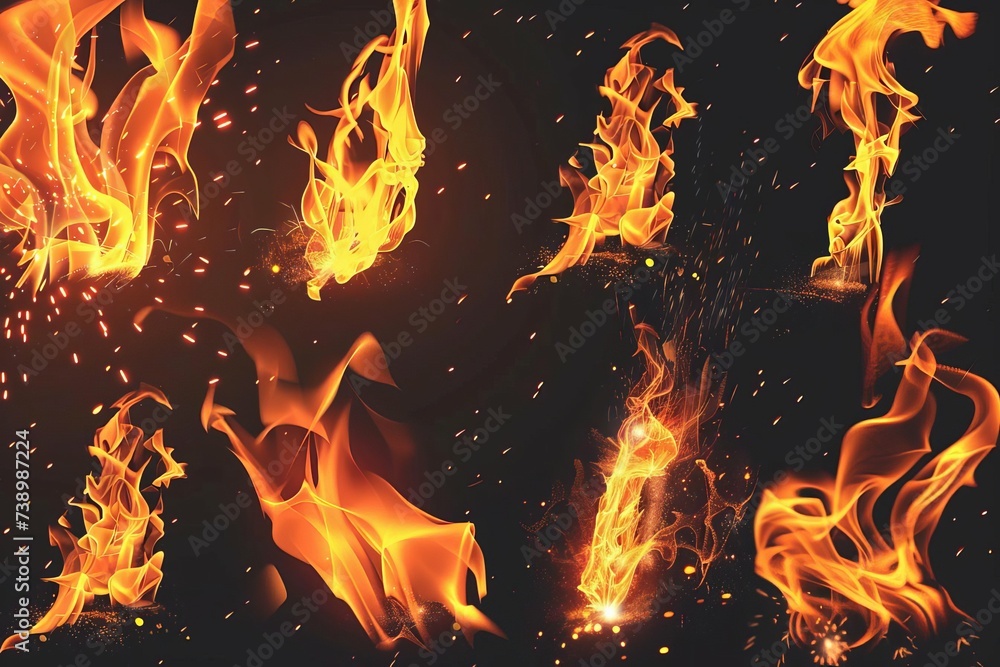 Animated flames and sparks collection Offering various fire effects on ...