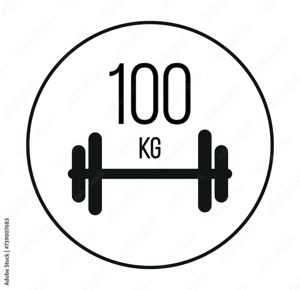 100 kg weight icon. Vector weight in kilograms isolated on white ... 100 kg weight icon. Vector weight in kilograms isolated on white ...