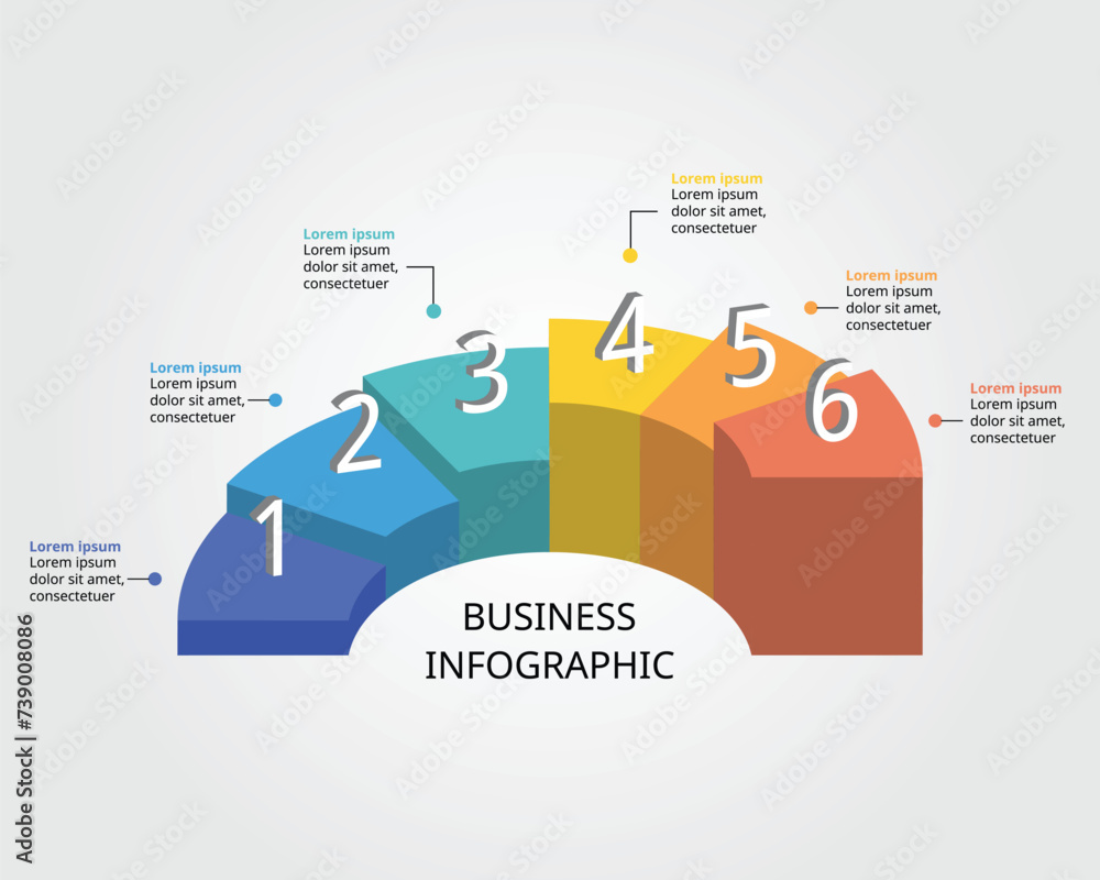 circle pie level chart template for infographic for presentation for 6 ...