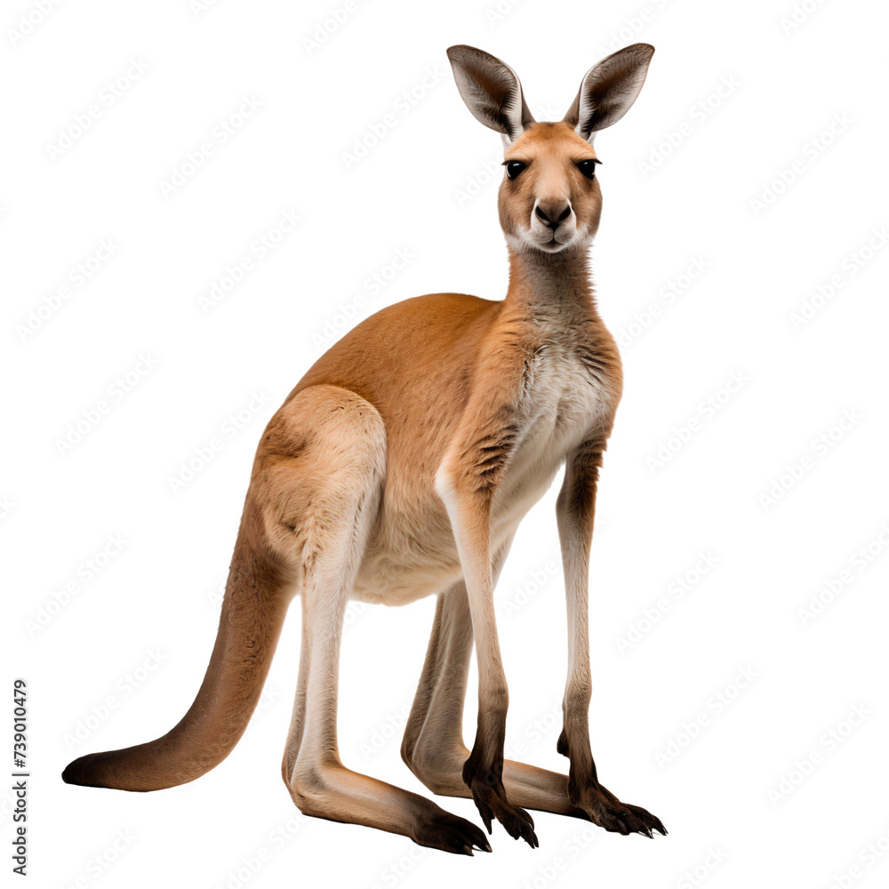 Portrait of a kangaroo full body, standing front view, isolated on ...