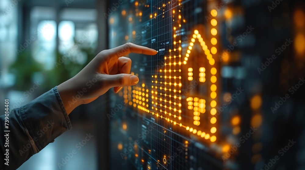 Generative AI : Energy efficiency concept. Businessman touching virtual ...