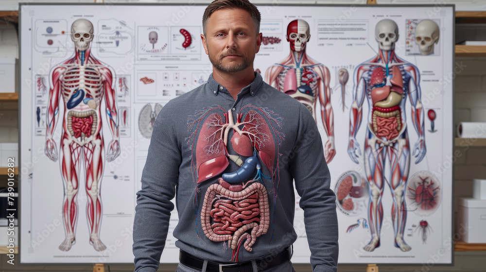 Graphic representation of the cardiovascular system in a male ...