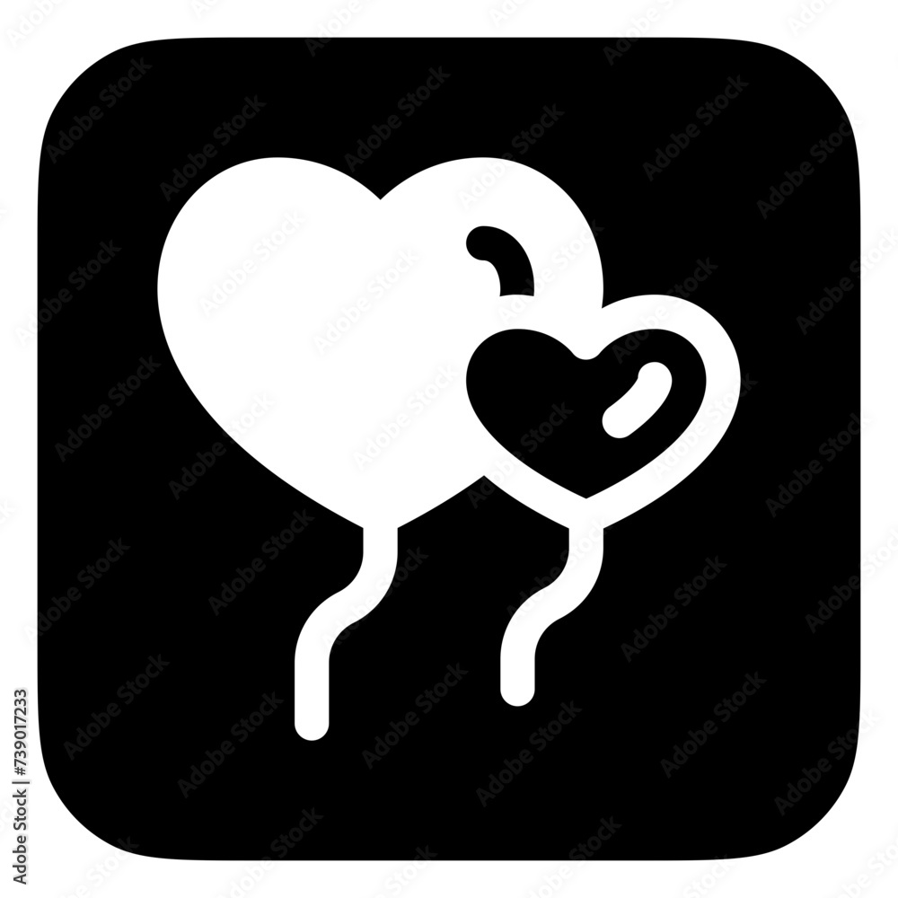 Editable hearts balloon vector icon. Wedding, valentine, love ...