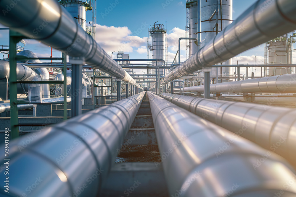 Oil and gas energy transportation pipelines and storage relay stations ...