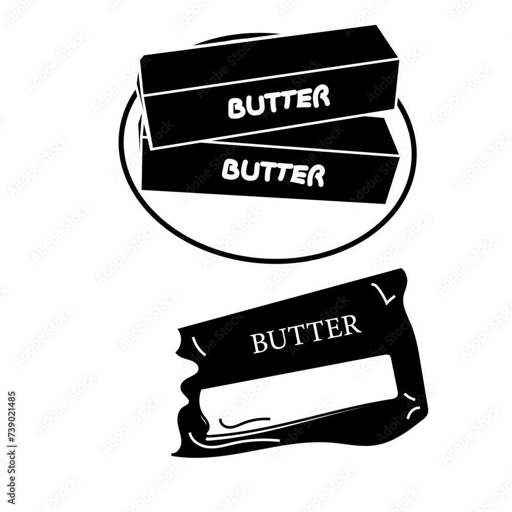 Cute Butter Vector Lineart - Monochrome Dairy Delight Stock Vector ...