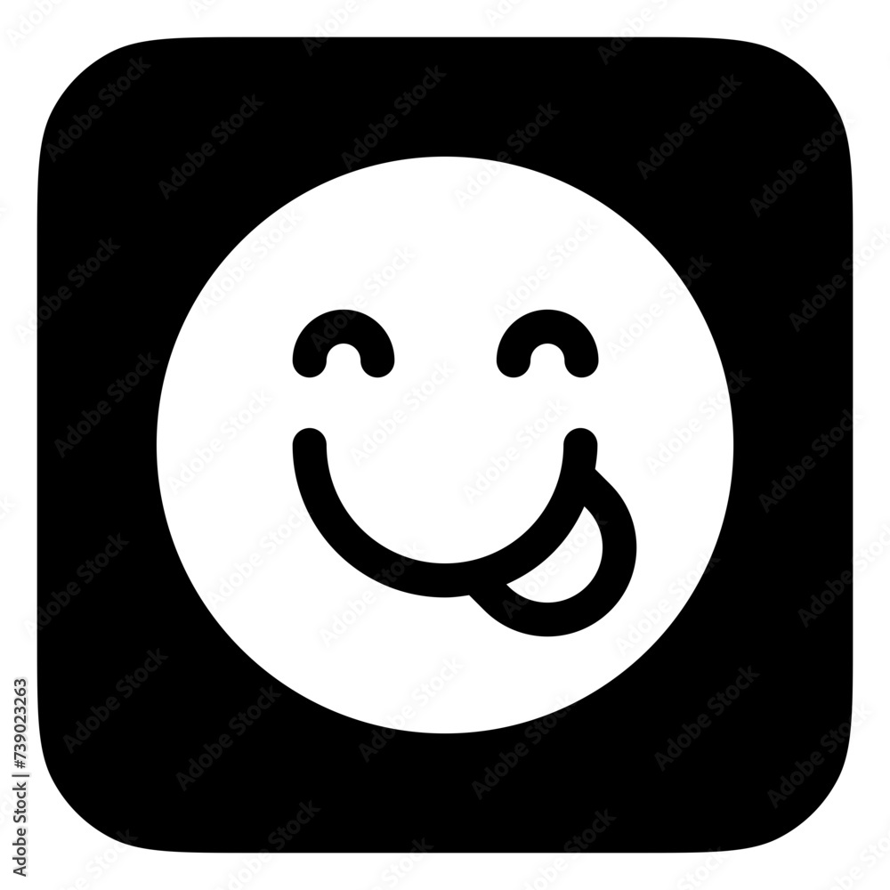Editable yummy, hungry, tongue-out face vector icon. Part of a big icon ...