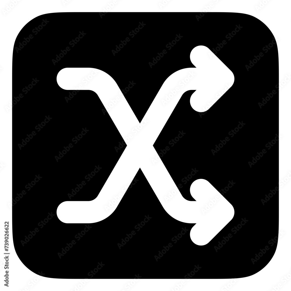 Editable vector shuffle random icon. Black, transparent white ...