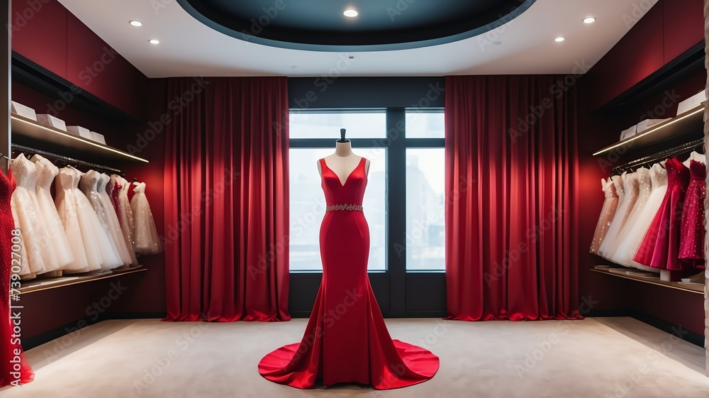 Beautiful red intimate formal mini dress gown with spotlight in middle ...