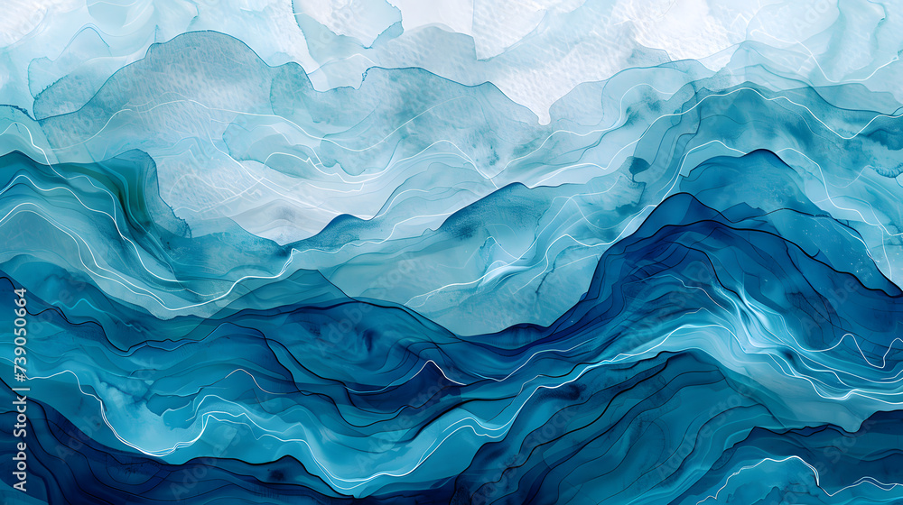 Abstract art navy blue background. Art painting with ink on canvas ...