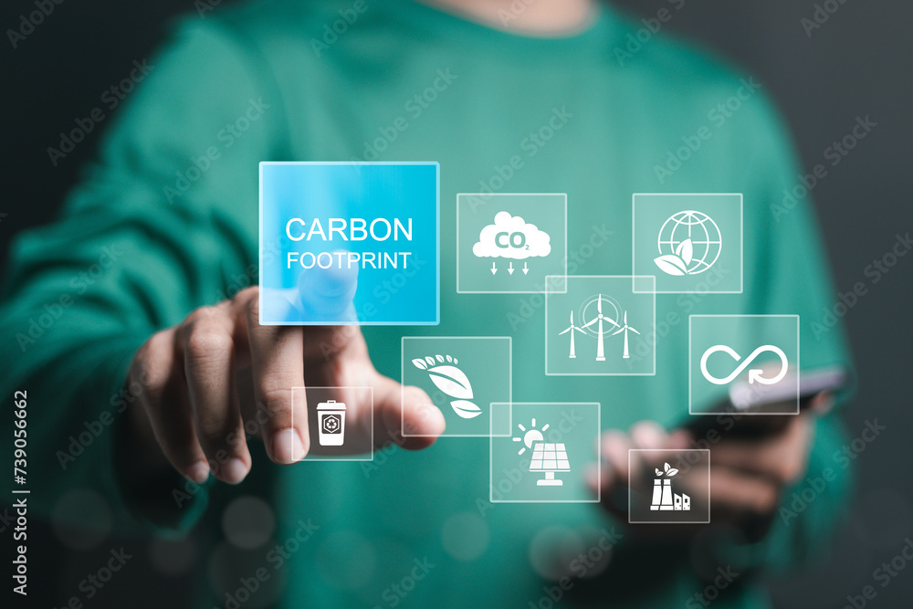 Reducing carbon footprint concept. Sustainable development and green ...