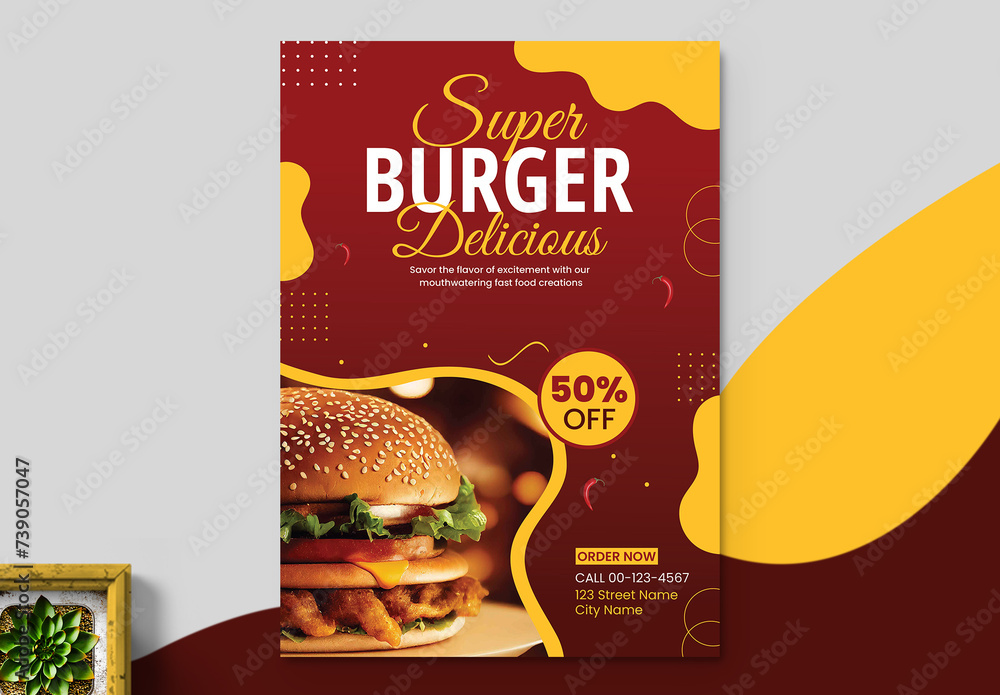 Fast Food Flyer Template Layout Stock Template | Adobe Stock
