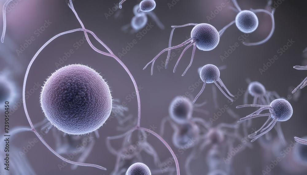 Microscopic marine life forms, including plankton and algae, captured ...