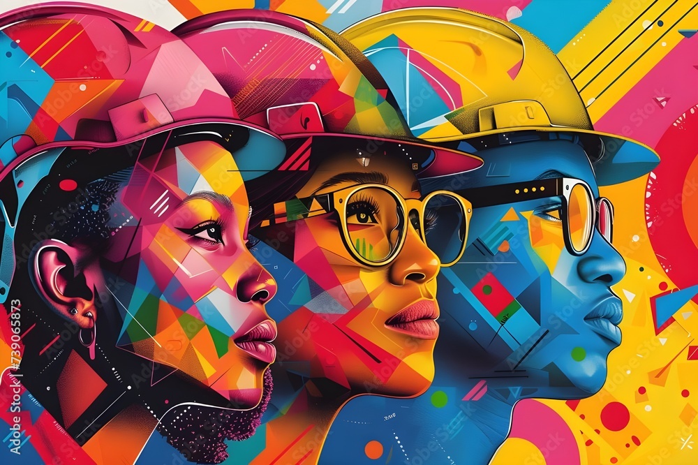 graffiti design art of construction workers for the concept of Labour ...