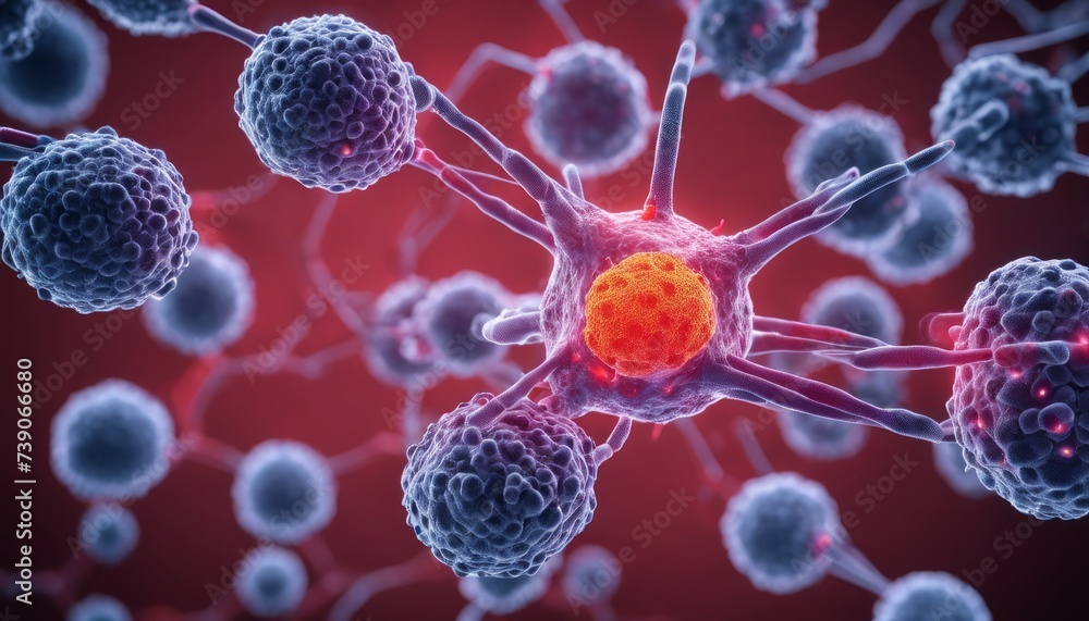 A microscopic view of a cancer cell, highlighting its unique structure ...