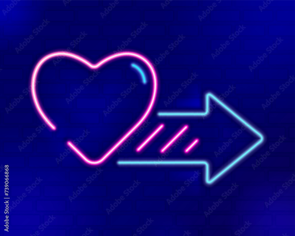 love light line neon with shiny next arrow sign to direct to locations ...
