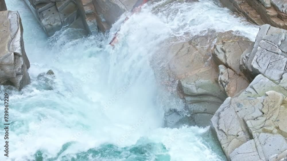 Top down aerial view on Canyon waterfalls. Scenic rocky landscape of ...