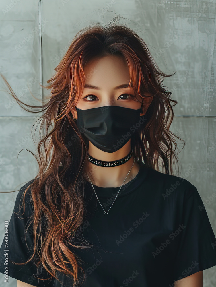 Captivate with elegance – a beautiful woman in a sleek black mask ...