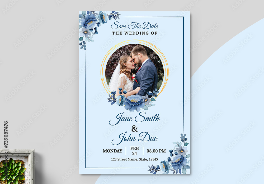 Wedding Photo Card Layout Flyer Template Stock Template | Adobe Stock