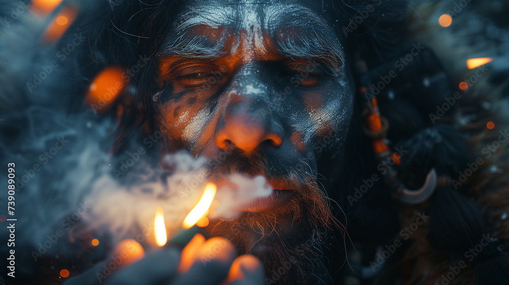 Mysterious Tribal Shaman Conjuring Fire Amidst a Ritual - High ...