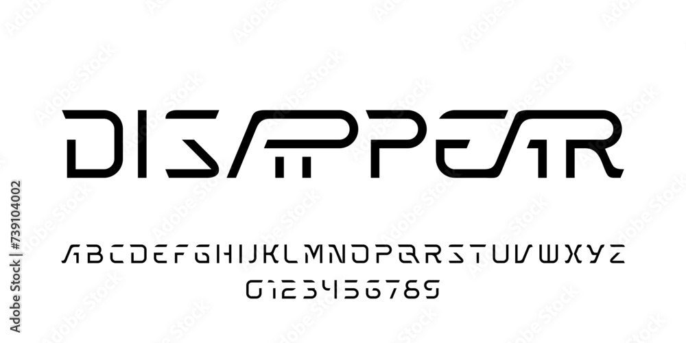 Vetor de Disappear alphabet font. Modern letters and arabic numerals ...