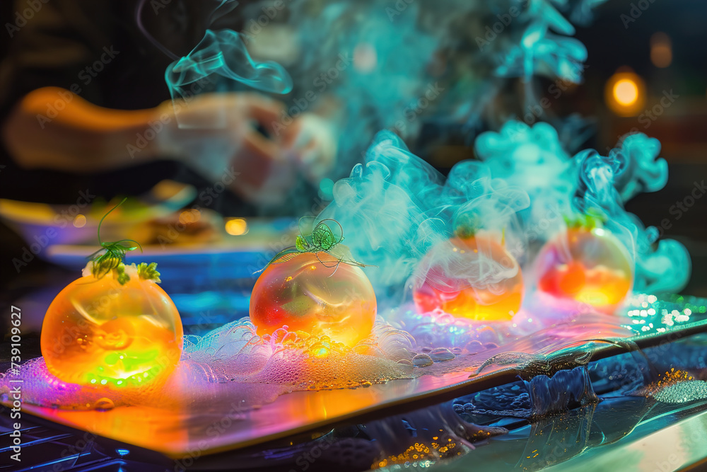 Culinary revolution with futuristic food creations. Molecular ...