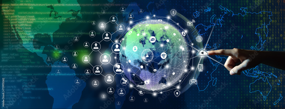New global business connection concept. Businessman leading the global ...