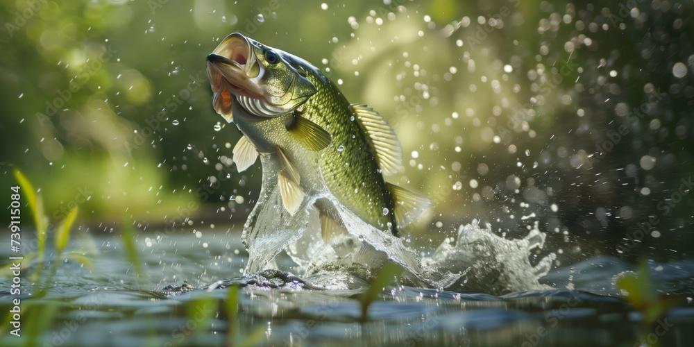Largemouth Bass Splashing out of Water created with Generative AI ...