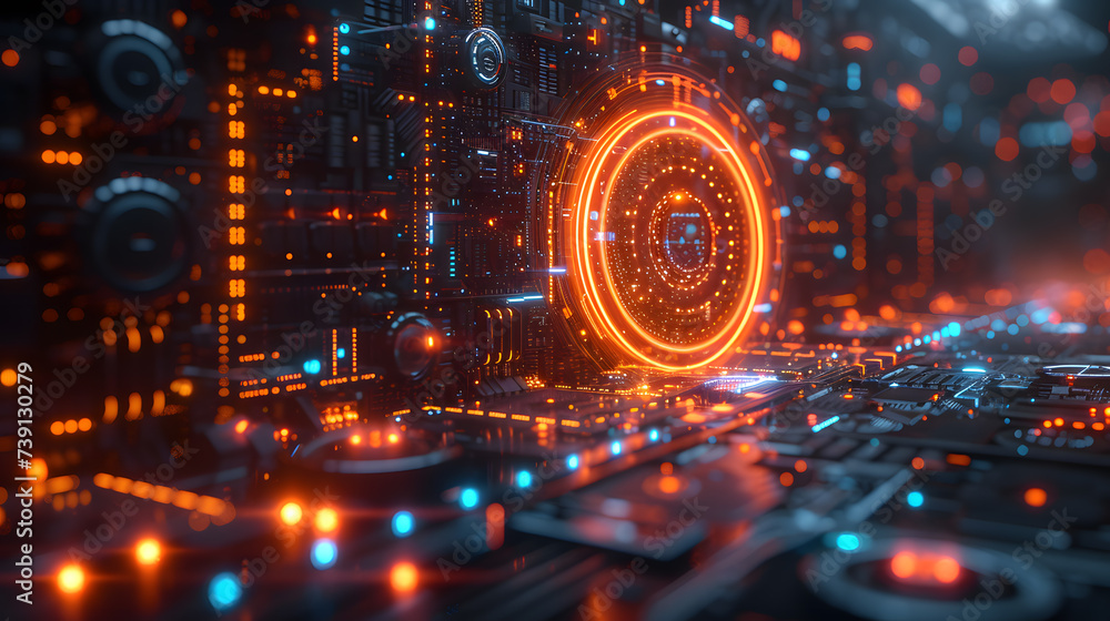 Mechanism city skyline in futuristic concept, illustrating the blend of ...