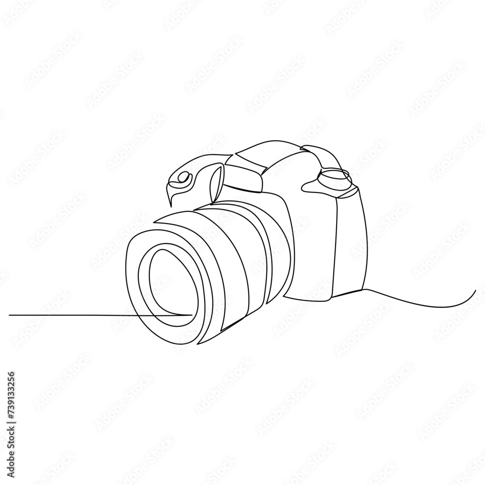 Continuous single line camera one line art drawing illustration art on ...