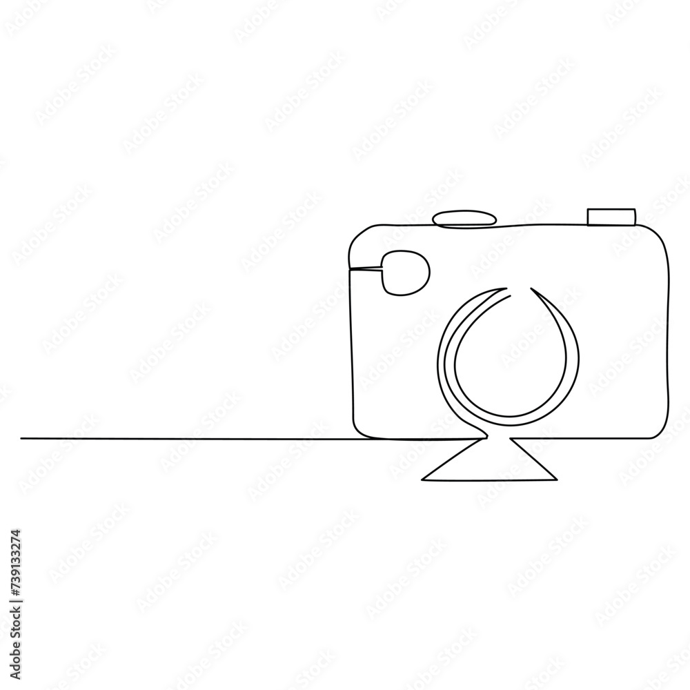 Continuous single line camera one line art drawing illustration art on ...