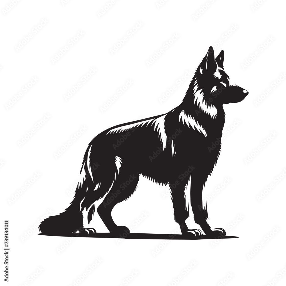 Stalwart Sentinel: German Shepherd Silhouette on Duty - German Shepherd ...